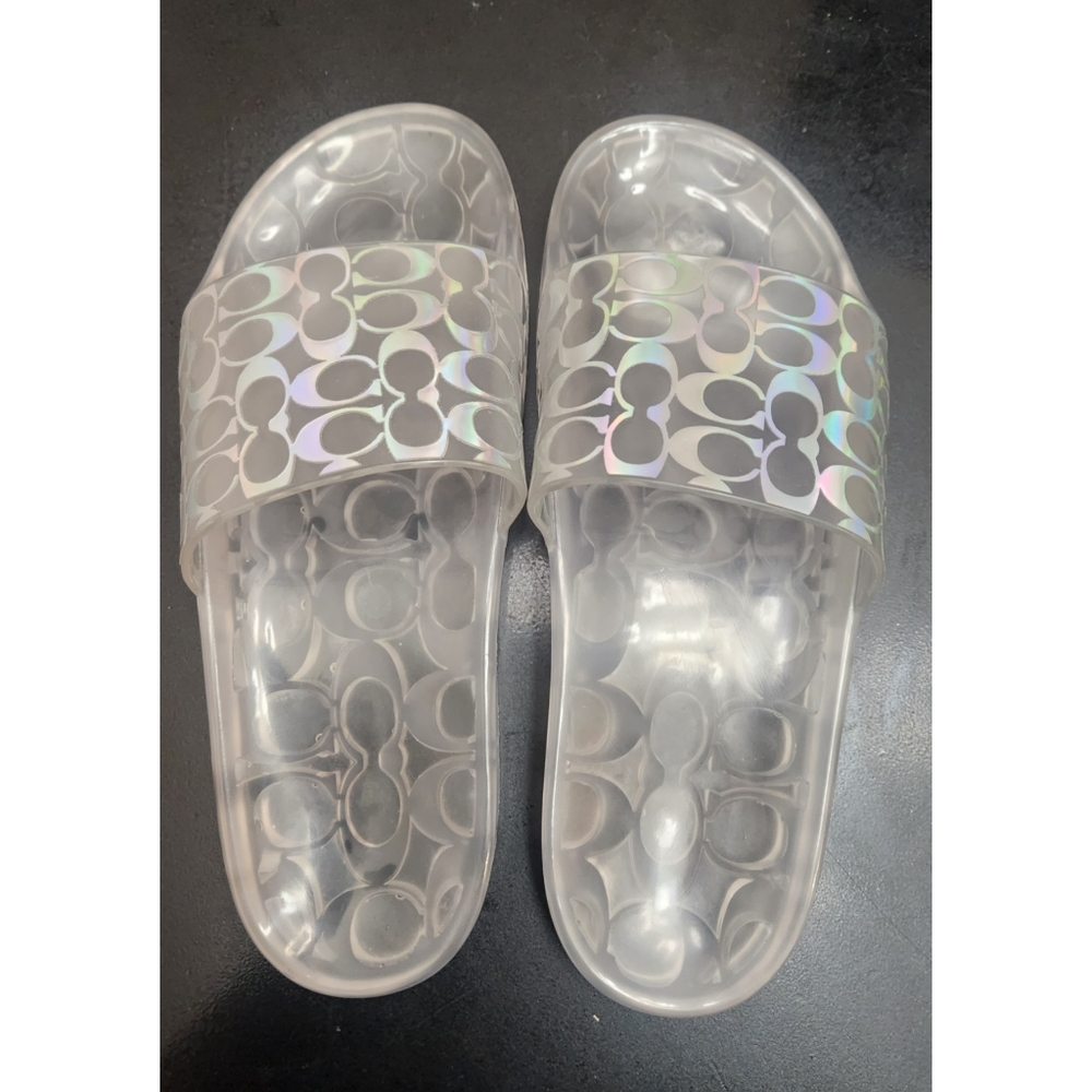 Coach Clear And Metallic Slides - Gem